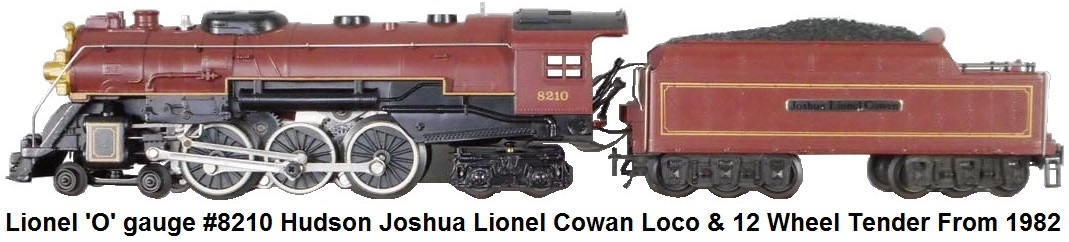 Lionel 'O' gauge #6-8210 Joshua Lionel Cowen 4-6-4 Hudson Steam Loco ...